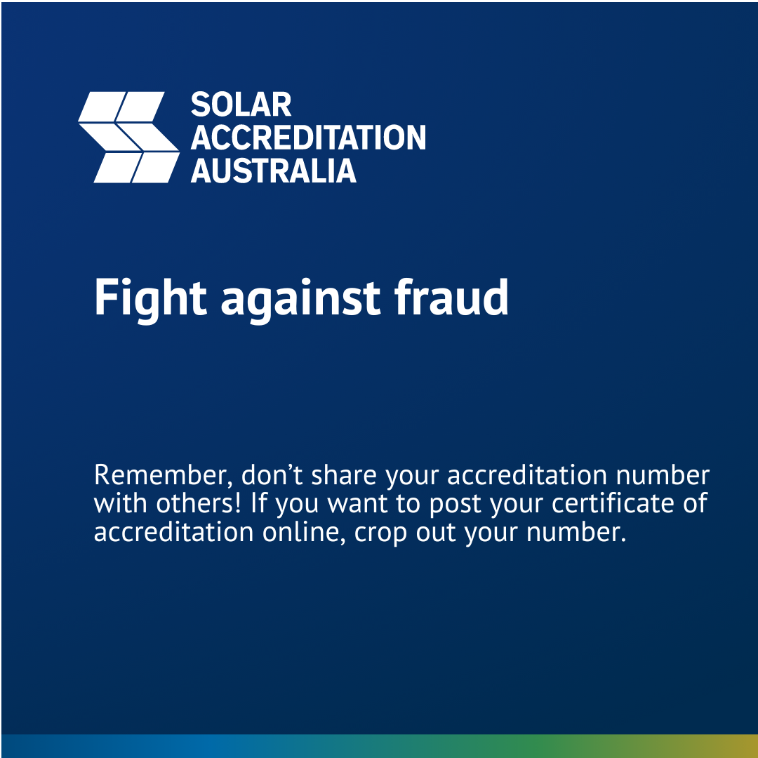 Keep your accreditation number private – Solar Accreditation Australia